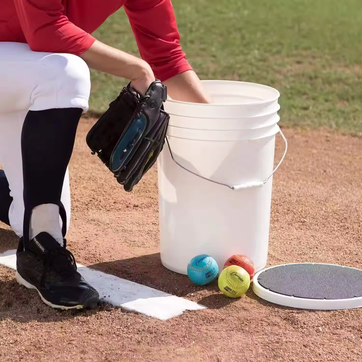 6 Gallon Heavy Duty Plastic Black and White Color Empty Baseball Bucket ...