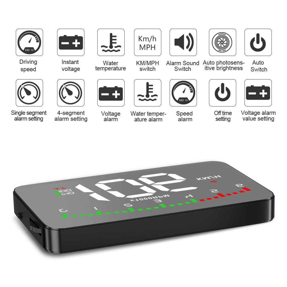 Speedometer Projector Windshield HUD Display Speed Warning System Head ...
