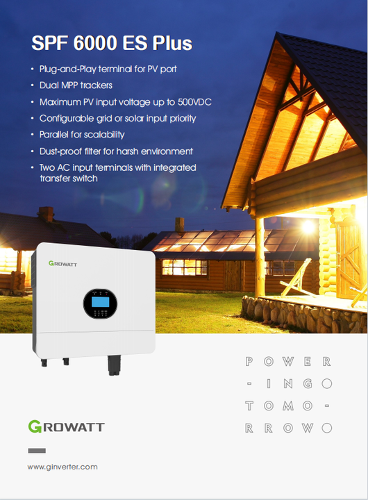 Growatt Inverter SPF6000ES Plus off Grid 6kw 5kw 3.5kw Single Phase 48v Growatt Inverter with ...