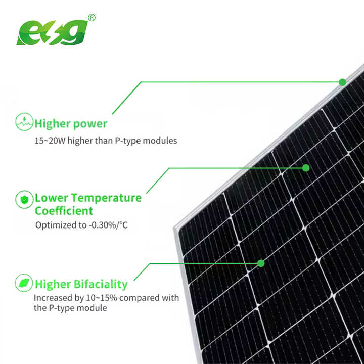ESG All Black 580W 600W 620W 630W High Efficiency Solar Panel HJT/BIPV ...