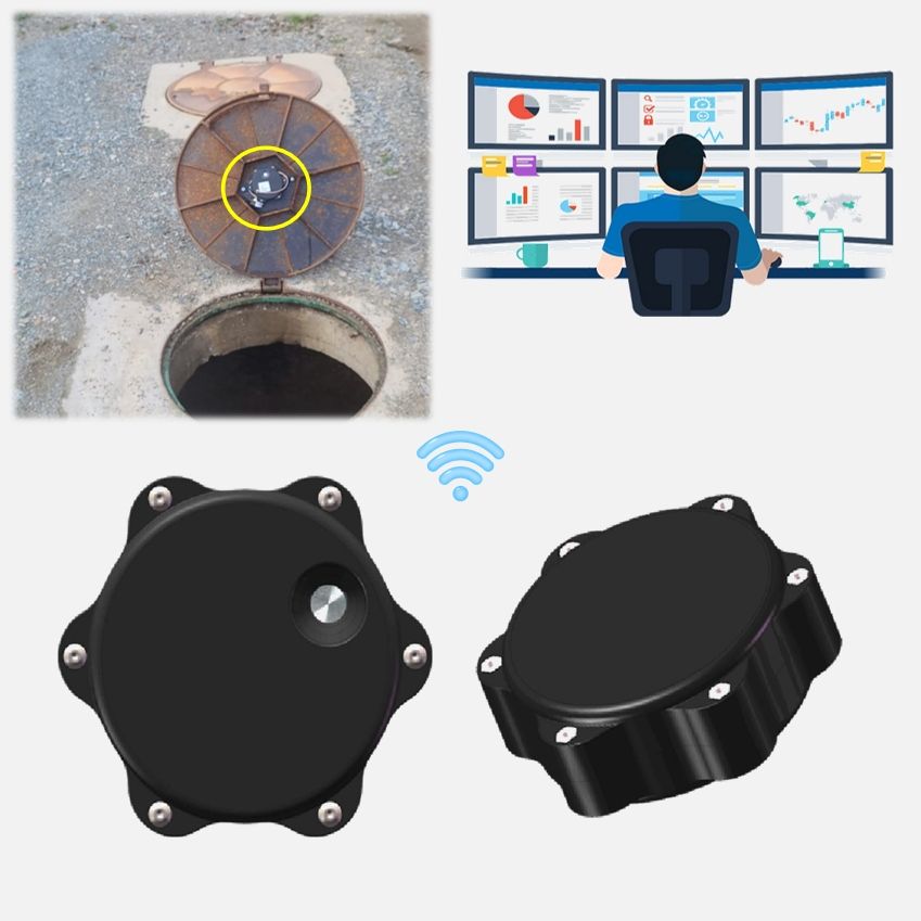 Smart Iot Lorawan Wireless Ultrasonic Manhole Monitoring