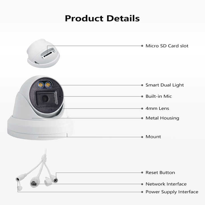 Smart UYC P2P Control CCTV Hidden Camera H.265+ IP PoE Wired Camera ...
