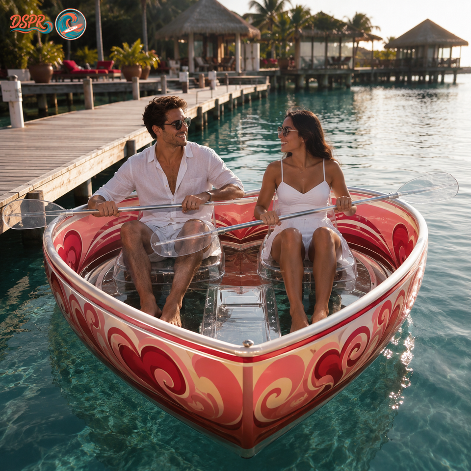 Factory Direct Two Person Transparent Heart Kayak Clear Paddle Boat for ...