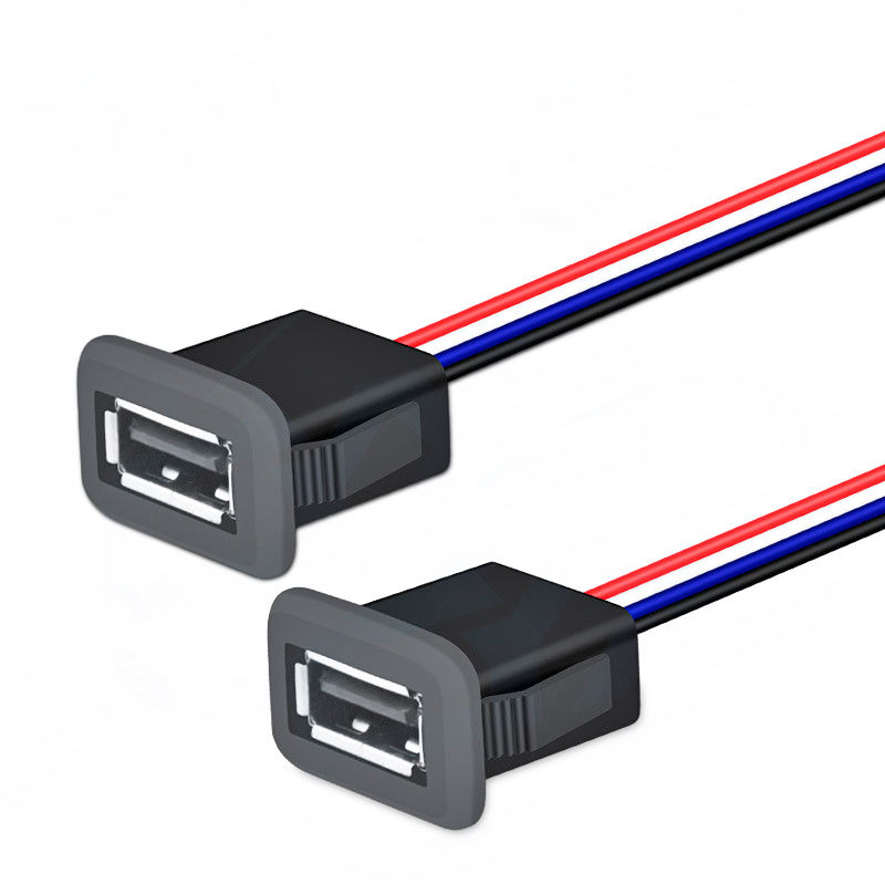 Snap in USB Female Socket to 4P Open Wires Flush Mount Charger Port ...