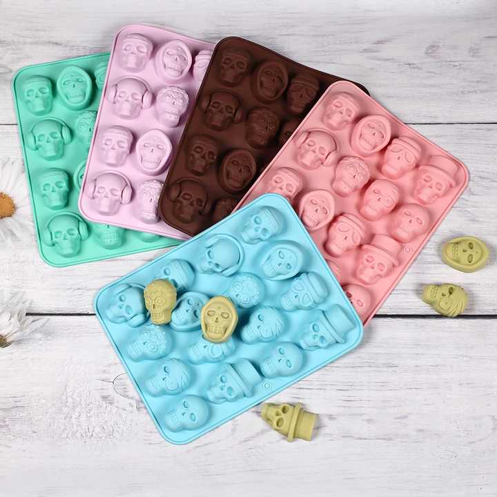 16 Holes Human Skeleton Ice Cube Silicone Mold Halloween Creative ...