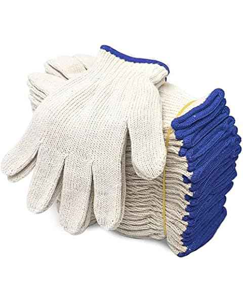 Nylon Gloves Red+White Wear-Resistant Hand Protection Safety Work Labor ...