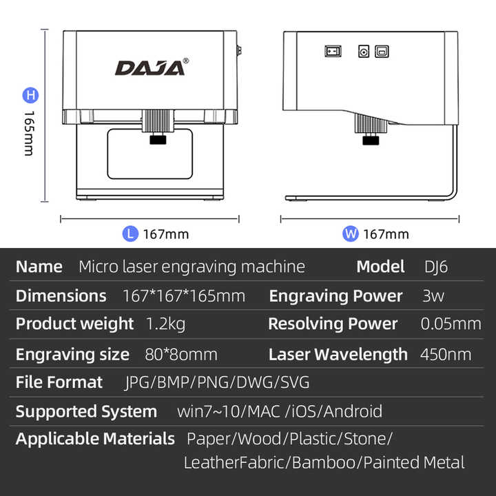 DAJA Laser graveur CNC bricolage DJ6 Laser Machine de gravure 3000mw ...