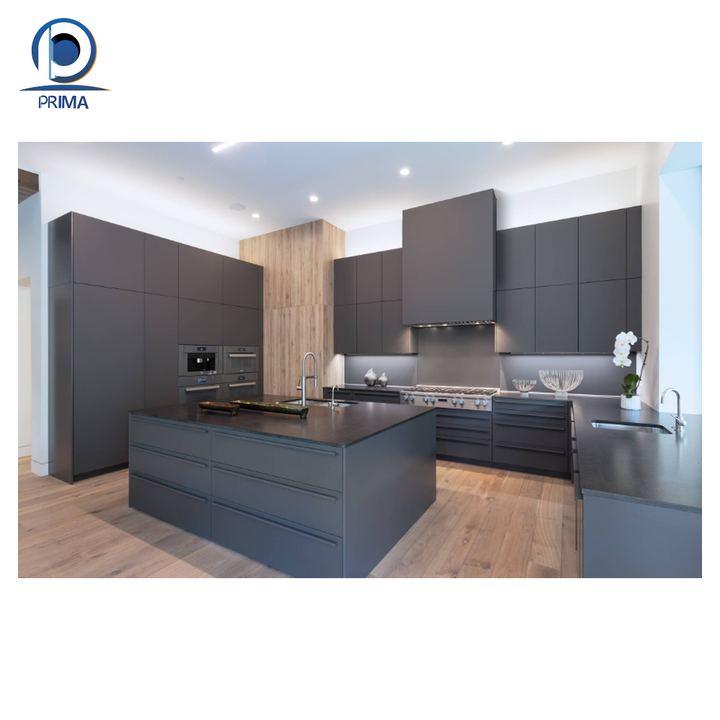 PRIMA Complete Modern Kitchen Cabinet Set in Black High Glossy Lacquer ...