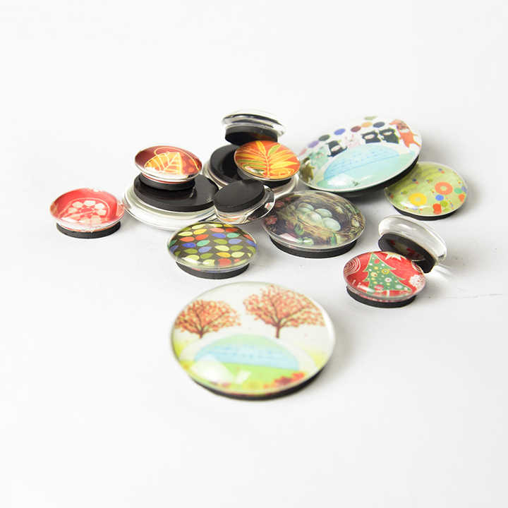 Custom Round Glass Refrigerator Magnets Printed Acrylic Fridge Magnets ...