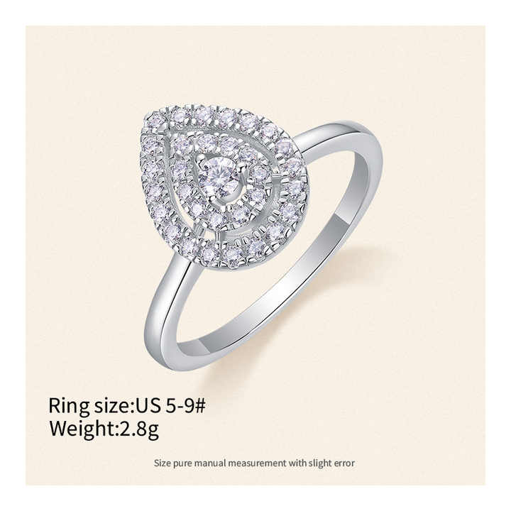 1 PC Customization Water Drop Full Moissanite Circle 925 Sterling Silver Women's Wedding ...