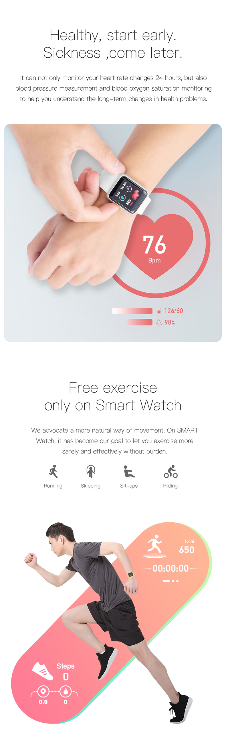 Ceas Smartwatch Unisex,1.44 inchfull touch screen 240*240 pixel, Sport ...