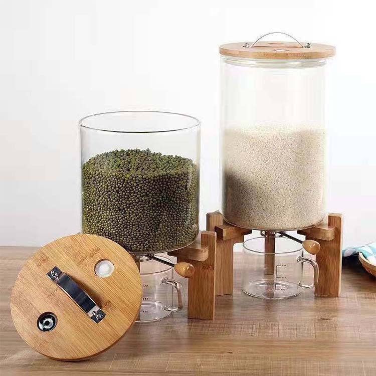 Large High Borosilicate Handmade Kitchen Rice Glass Storage Container ...