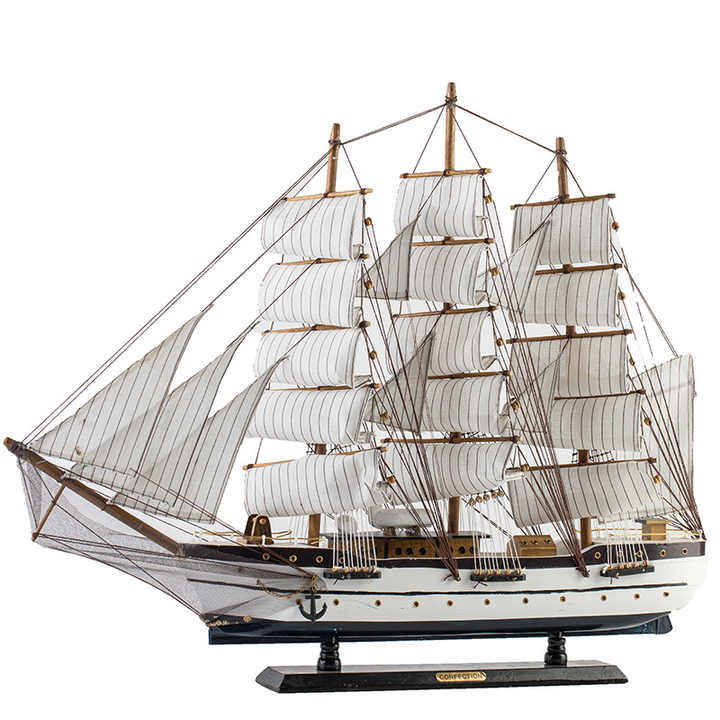 80cm Model Ship - Nautical Home Desk Decor Wood Sculpture
