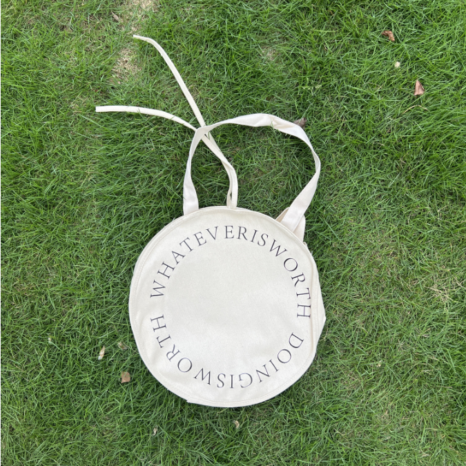 Custom Printed Logo Canvas Gift Cloth Round Bags