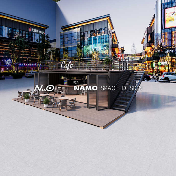 New Arriving House Shopping Mall Coffee bar 40ft Flat Pack Steel ...