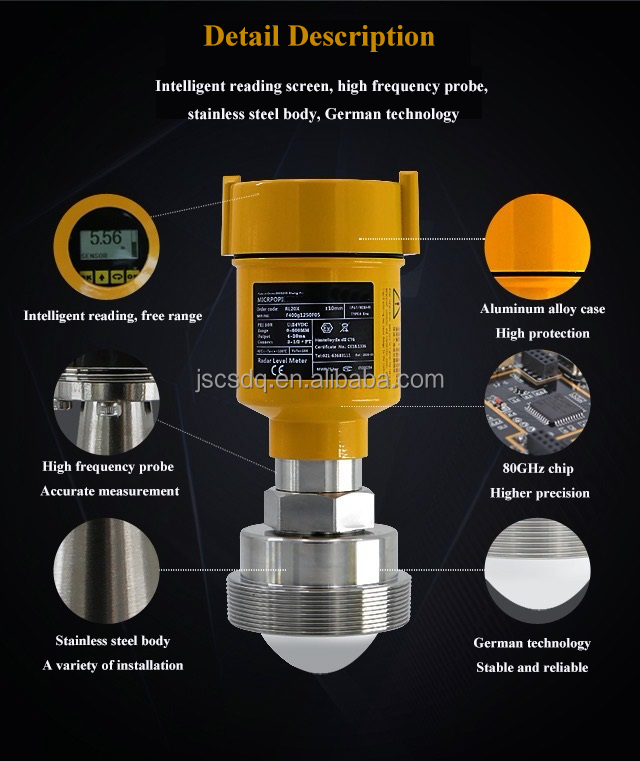 High Frequency 76-81ghz 80g Fm Radar Level Gauge Radar Level Gauge ...