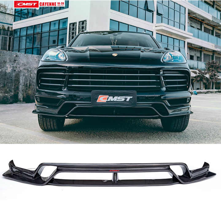 For Porsche Cayenne Coupe Front Bumper Lip Body Kit Carbon Fiber CMST ...