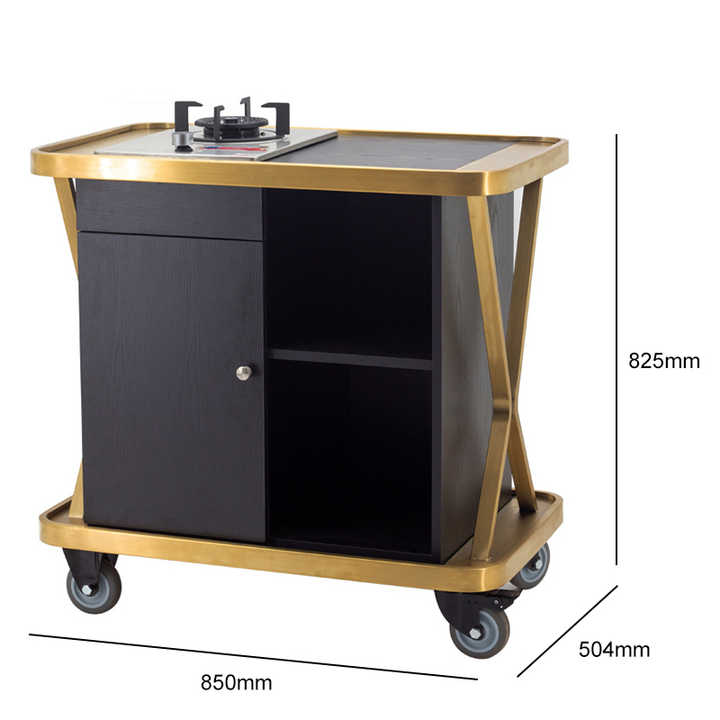 Hotel Restaurant Kitchen Mobile Dining Cooking Cart Food Serving Flambe ...