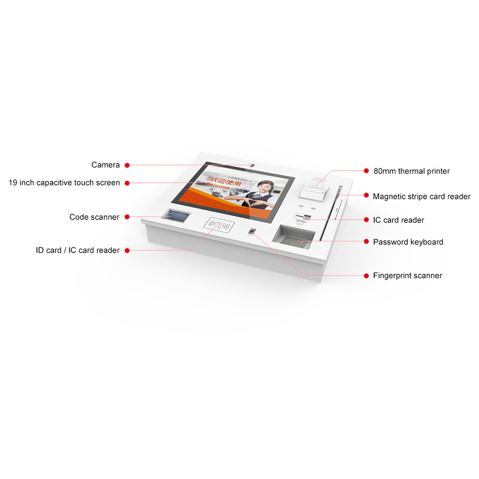 19 Inch Customizable Queue & Form-Filling Kiosk with ID Reader and ...