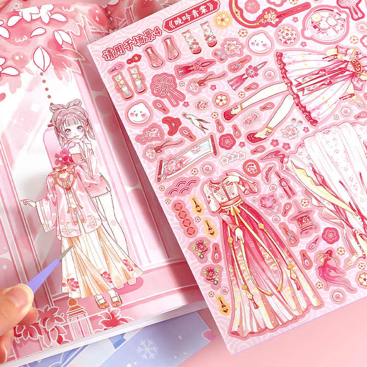 Simno Dress up Sticker Book - 1400pcs Cartoon Cute Girl Stickers