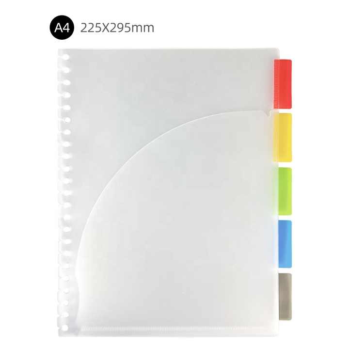 Custom clear Binder 5-Tabs Dividers with Pockets Dividers For Notebook