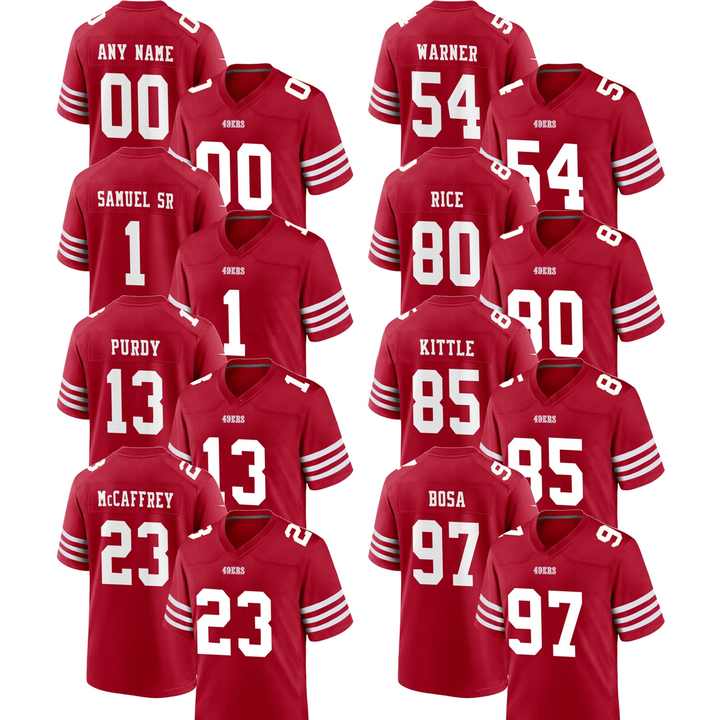 2024 Men's Red San Francisco 49er Team Jerseys Custom American Football ...