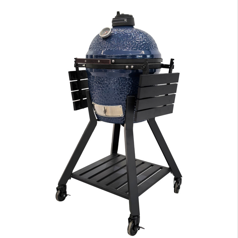 Royal Kamado MK16 Pro Modern Ceramic Egg Shaped Glossy Deep Blue Smoker ...