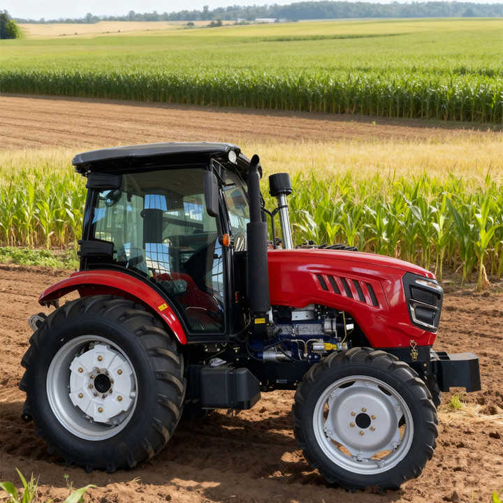 Green Diesel Farm Tractor with Air-Conditioned Cabin Core Components ...