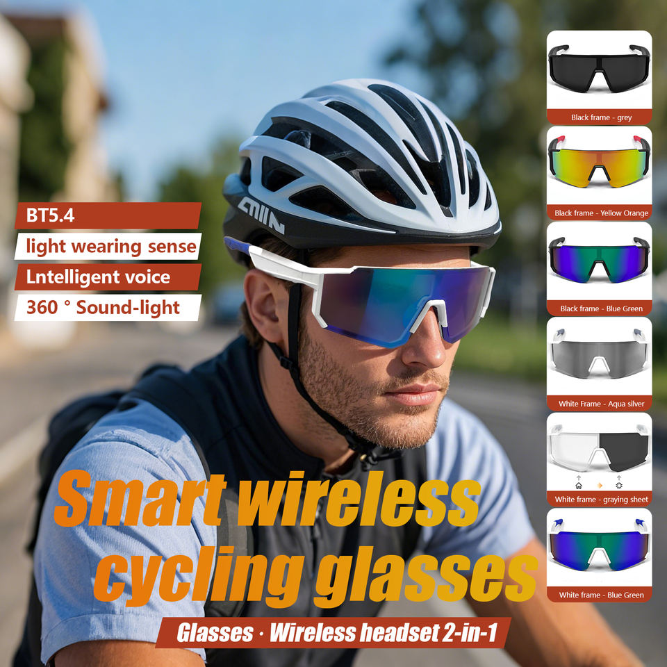 One Piece Windproof Bluetooth Photochromic Cycling Glasses Open Ear ...