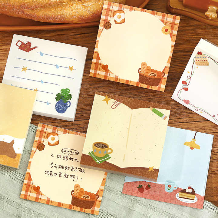 100 Sticky Notes Per Pack Warm Diary Series Crayon-style Illustrated ...