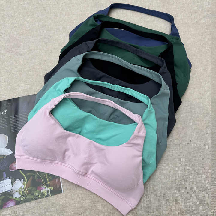 High Quality Halter Neck Strap Crop Top With Built in Shelf Solid ...