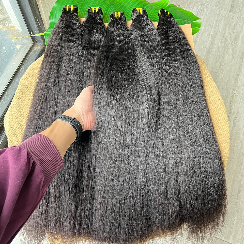 12a Grade Virgin Cambodian Raw Yaki Straight Human Hair Bundles Cuticle ...