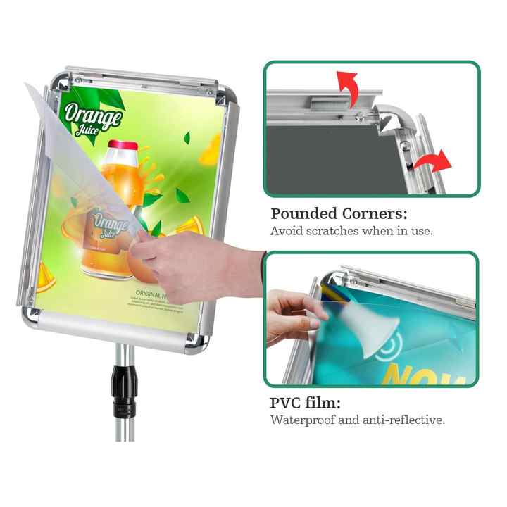 Adjustable A4 Aluminum Poster Stand Snap Frame Display Sign Holder ...