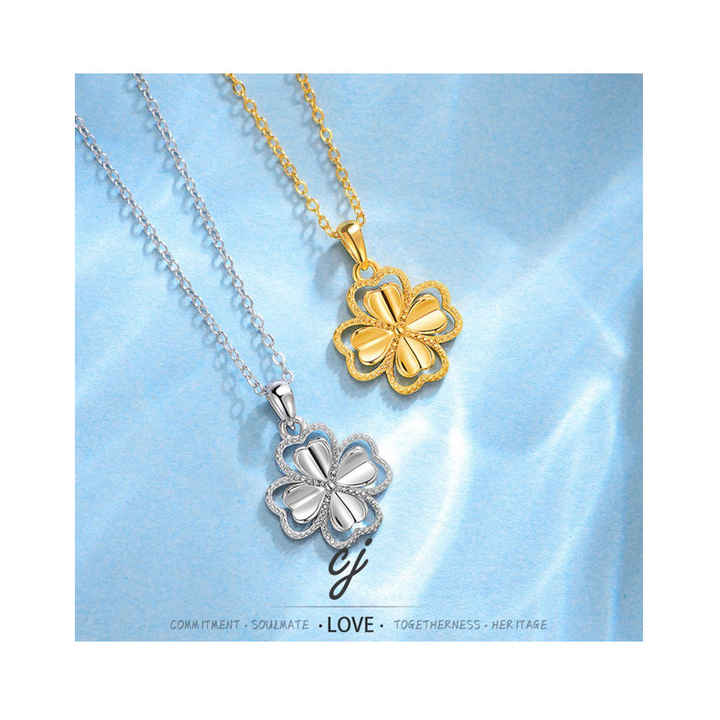 Carline 925 Sterling Silver Heart Pendant Waterproof Non Tarnish Four Leaf Clover Romantic ...