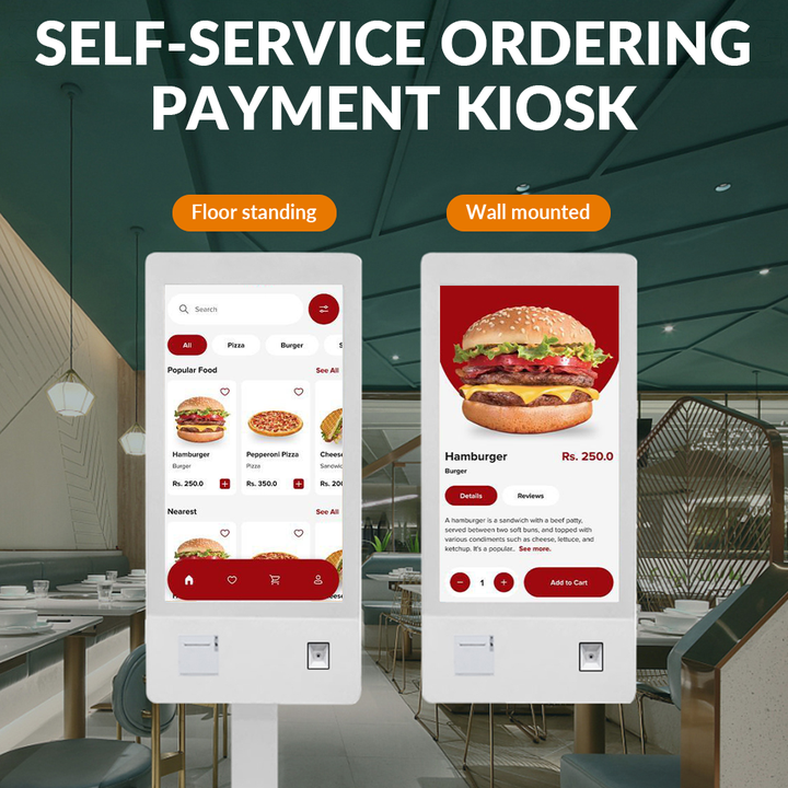 32 Inch Interactive Digital Signage Kiosk for Self Ordering