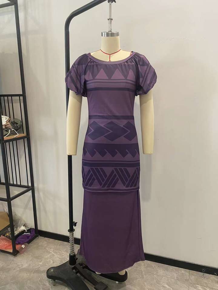Vintage Tapa Tribal Design Puff Sleeve Tongan Puletasi Sets Puffy Dress ...