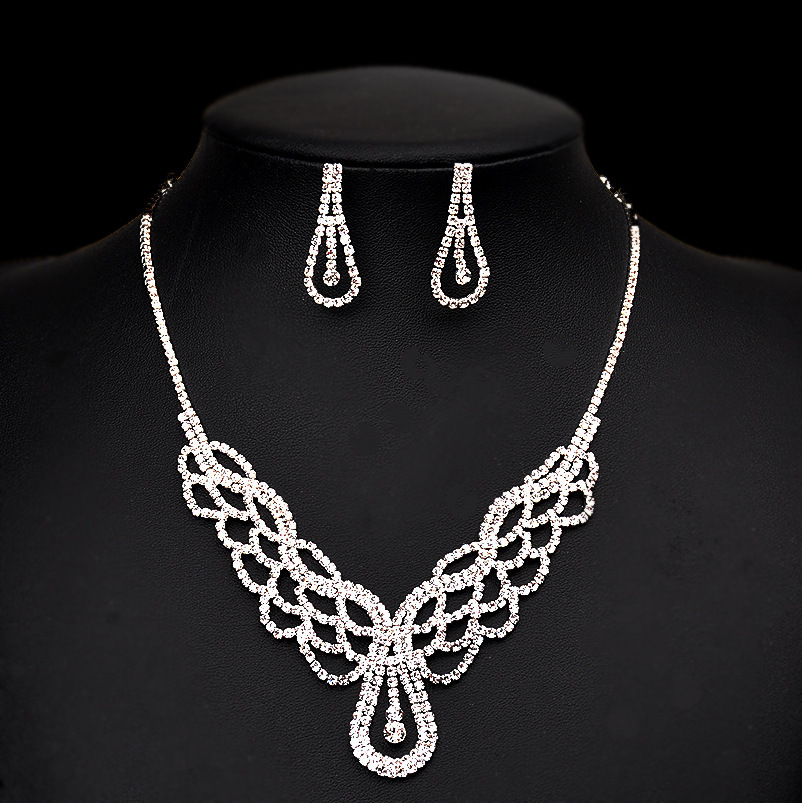 Ensemble de bijoux de luxe Collier de mariage entièrement en zircon ...