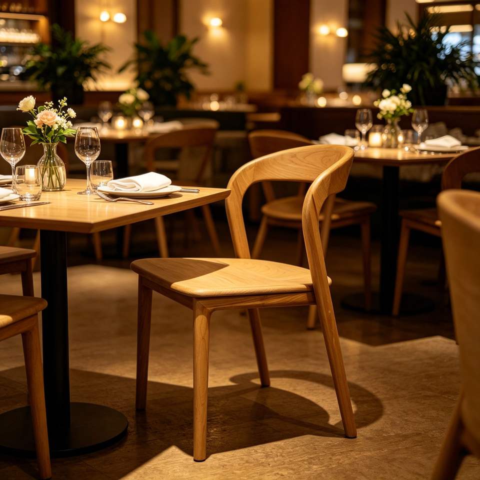 Wholesale Curved Solid Wood Dining Chairs, Modern Natural Wood ...