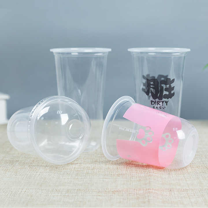 Custom Logo Printing 95mm Diameter 360ml 500ml 700ml U Shape Disposable PP Hot and Cold Drinks ...