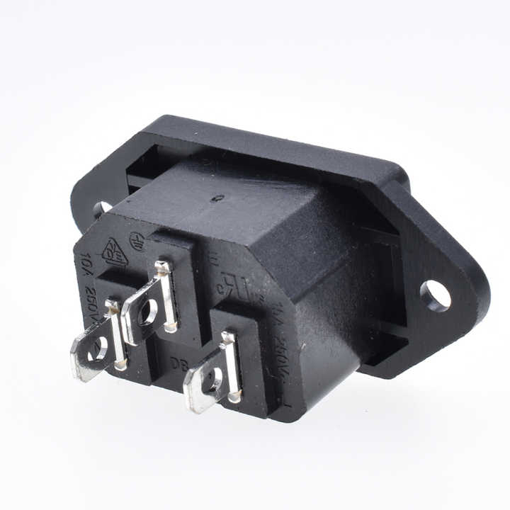 AC Power Plug C14 Triangular Socket DB-14-1 Male Connector with Holes ...