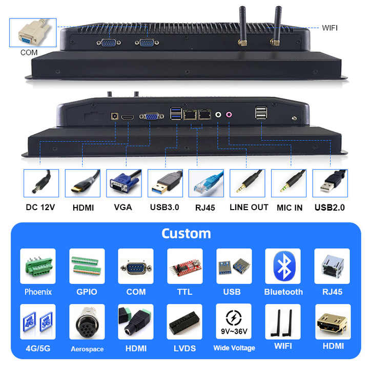Custom 10 12 15 17 19 22 Inch IP65 Industrial Panel PC COMPT Computer ...