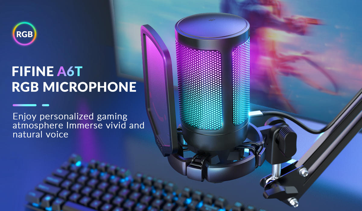 Gaming Microphones Fifine A6T Rgb Professional Studio Podcast Condenser Microphone Products from ...