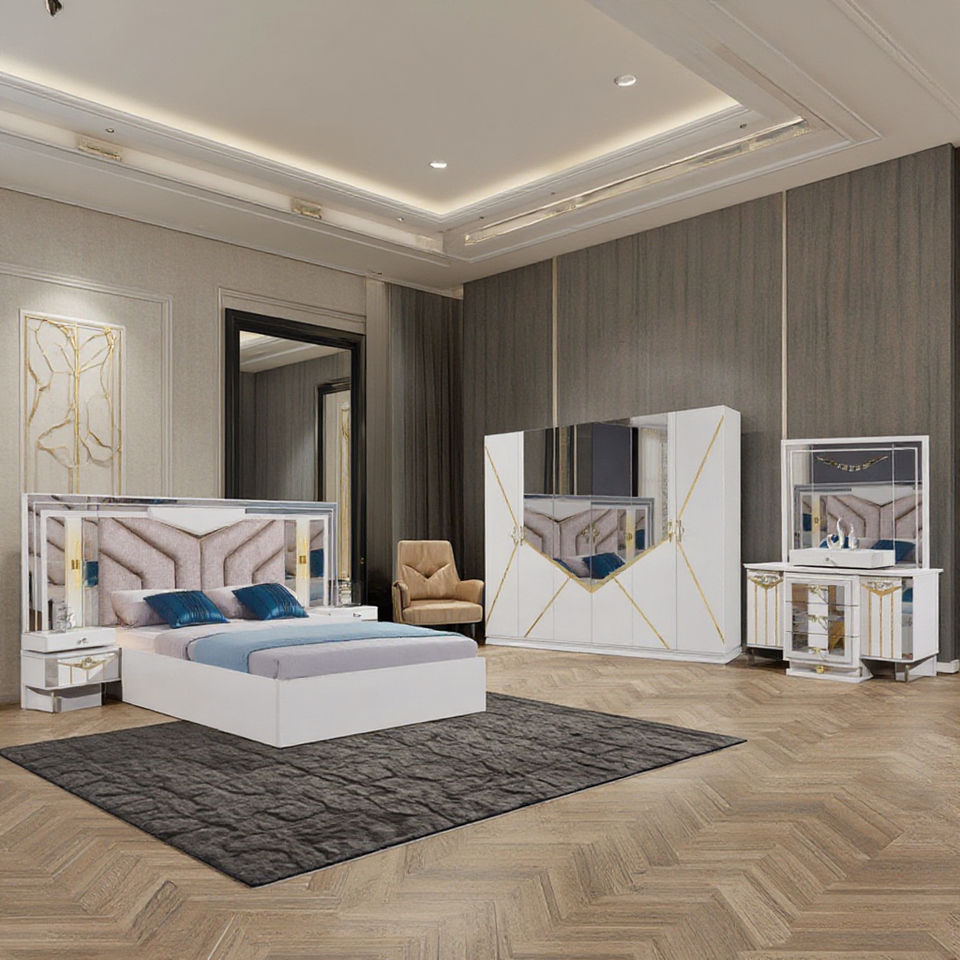 Customizable Modern Luxury MDF Bedroom Furniture Set Double King-Size ...