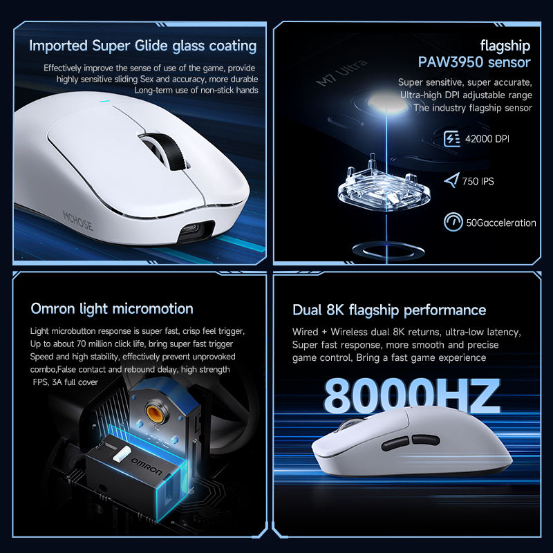 MCHOSE M7 Mouse - Lightweight, Programmable, and Ergonomic