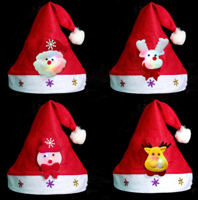 Wholesale LED Christmas Hats Adult Children Flash Santa Head Decoration ...