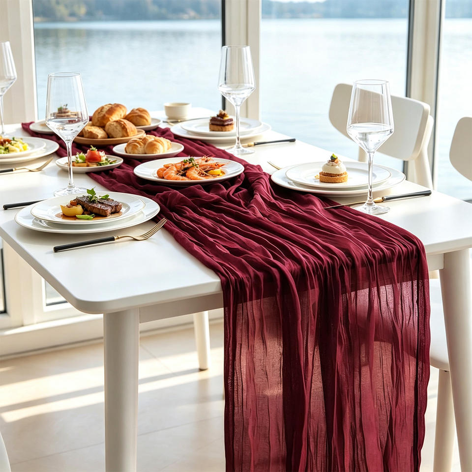10 Pack Burgundy Cheese Cloth Table Runners 35x70in Cheesecloth Table ...