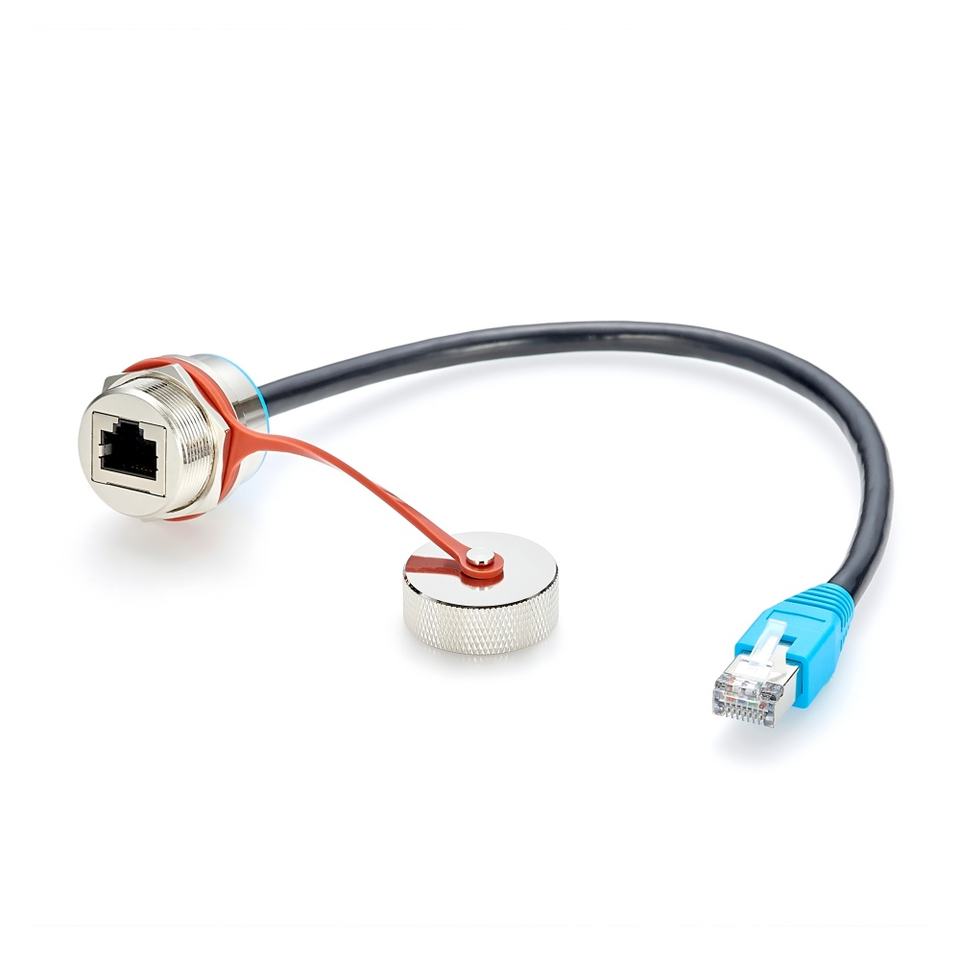 IP67 Ruggized RJ45 Panel Mount Extension Cable Waterproof Outdoor RJ45 ...