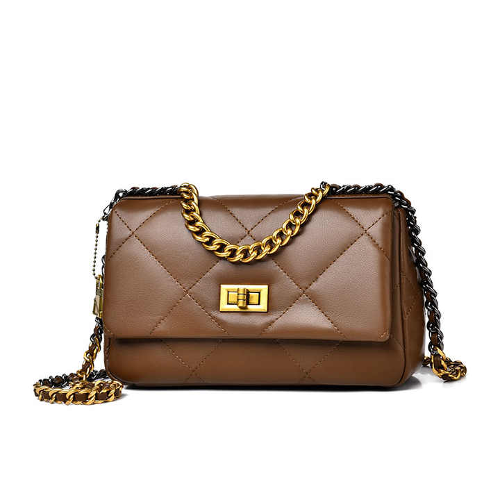 Lady Designer Leather Purse Thick Chain Quilted Bags Luxury Chain Women ...