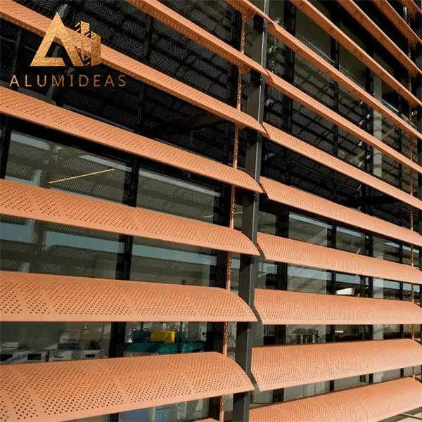 Aluminum Fins Louvers Panel Customized Exterior Perforation Wall Facade ...
