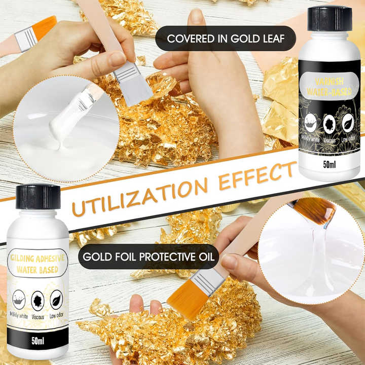 Timesrui Gold Leaf Kit Gilding Adhesive 100ml Set, Water Based Adhesive ...